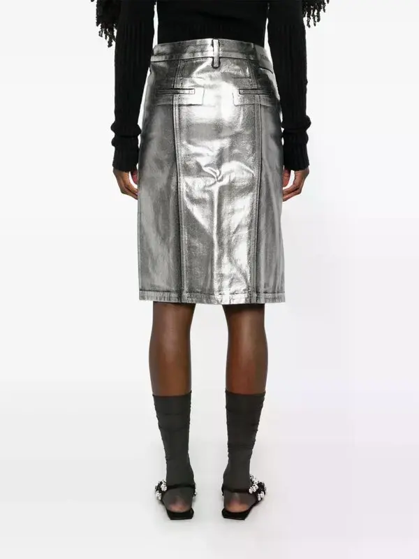 Attico Coated Denim Midi Skirt
