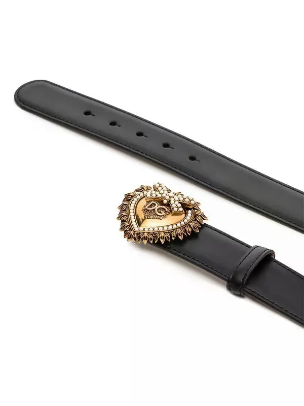 Dolce & Gabbana Devotion Leather Belt - Black