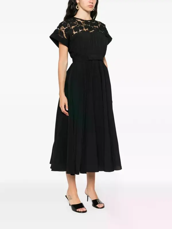 NISSA Lace-detailed Midi Dress - Black