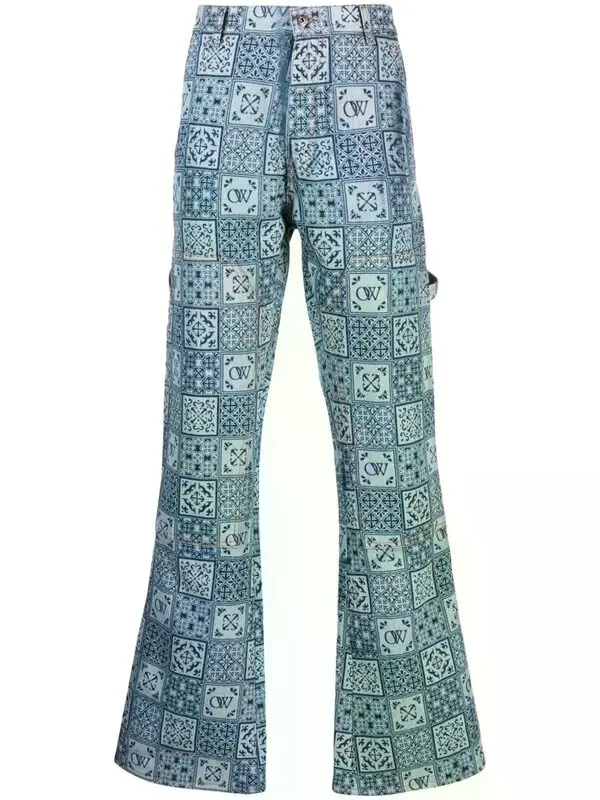 Off-White Logo-print Flared Carpenter Jeans