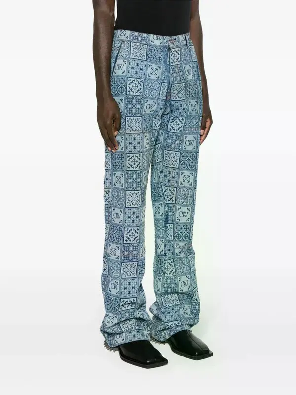 Off-White Logo-print Flared Carpenter Jeans