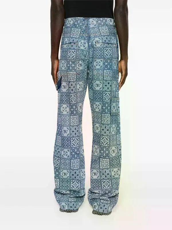 Off-White Logo-print Flared Carpenter Jeans