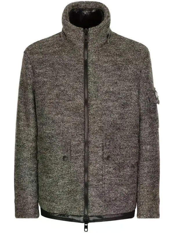 Dolce & Gabbana Logo Plaque Wool Blend Stand Collar Jacket