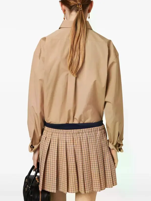 Miu Miu Logo-appliqué Poplin Shirt - Neutrals
