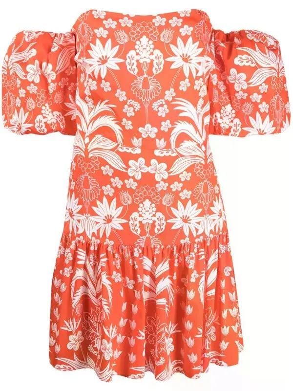 Borgo De Nor Ziggy Off-shoulder Floral-print Dress - Red