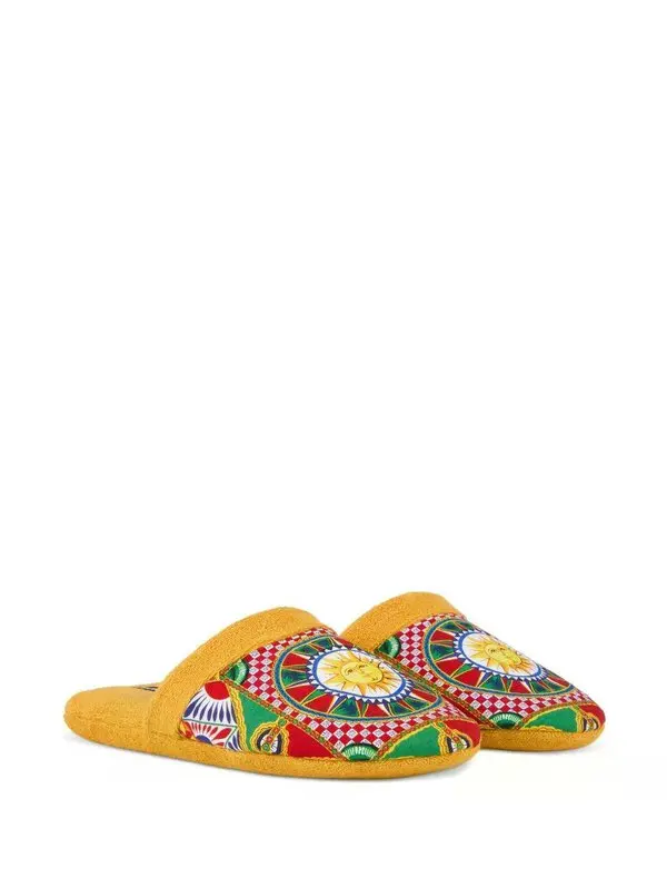 Dolce & Gabbana Cotton Terry Slippers - Yellow
