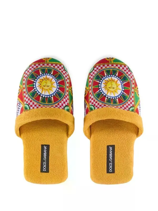 Dolce & Gabbana Cotton Terry Slippers - Yellow