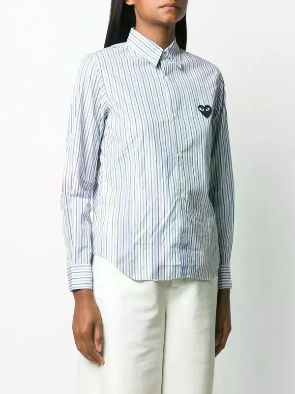Play Comme Des Garcon Heart-patch Striped Shirt