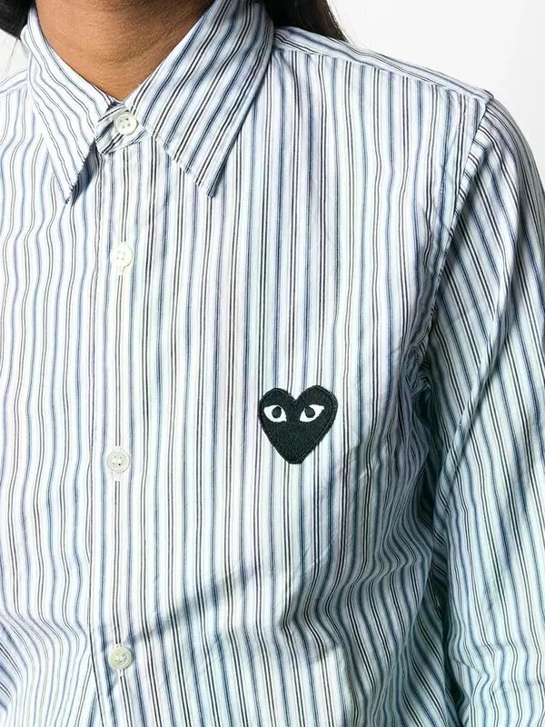 Play Comme Des Garcon Heart-patch Striped Shirt