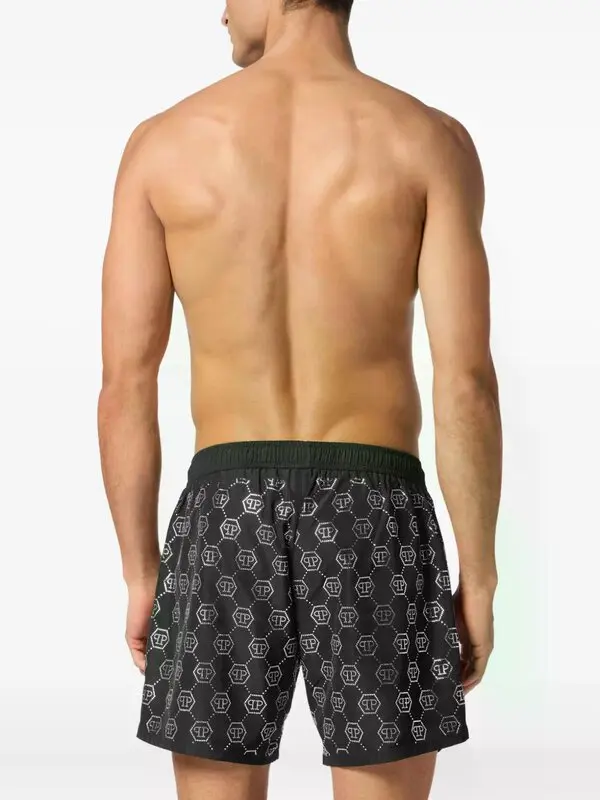 Philipp Plein Crystal-monogram Swim Shorts