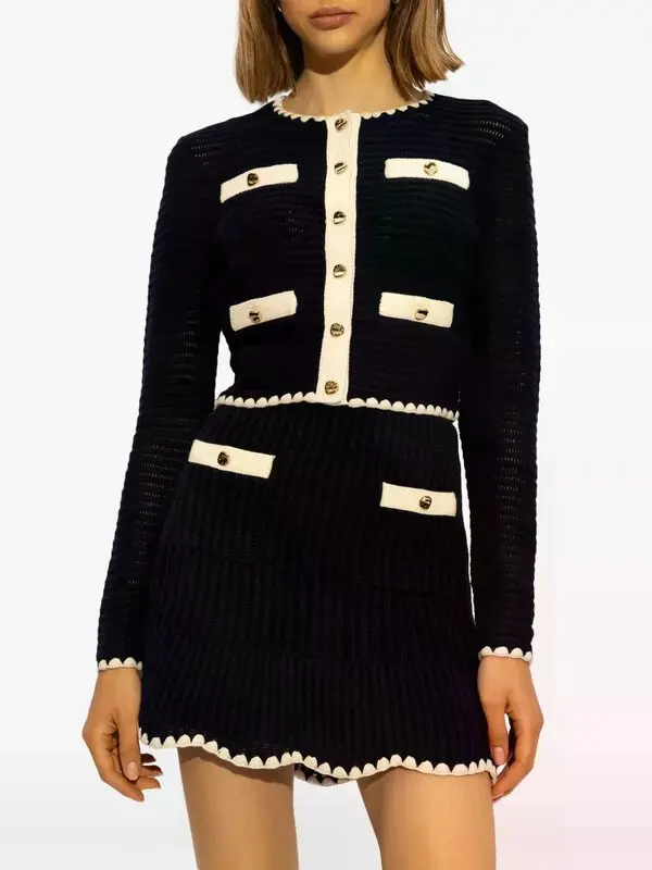SELF-PORTRAIT Crochet-knit Cropped Cardigan