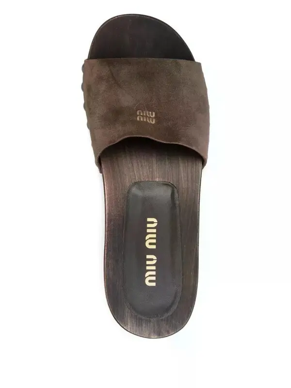 Miu Miu Suede Clogs With Stud Embellishments