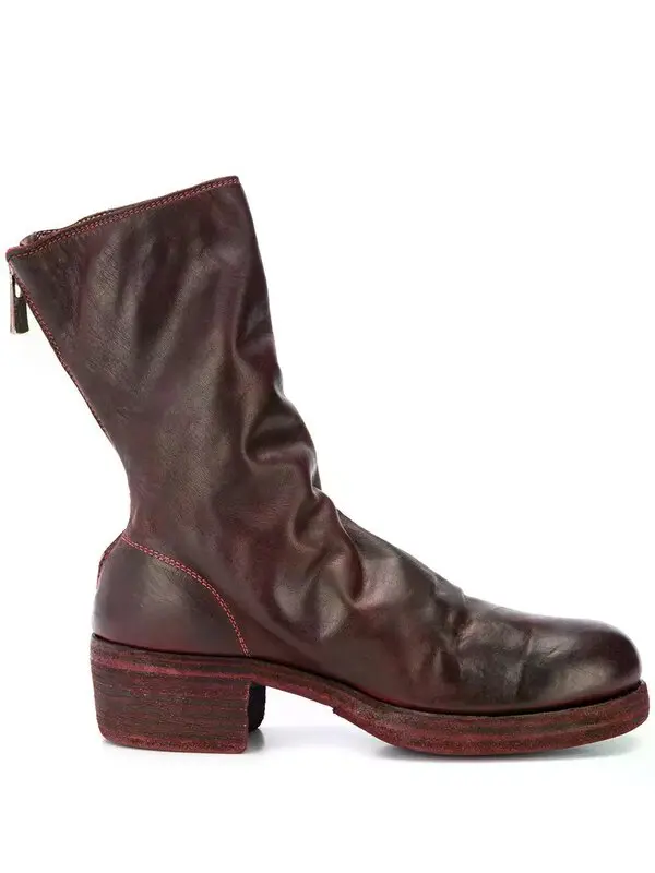 Guidi Worn Effect Leather Boots - Brown