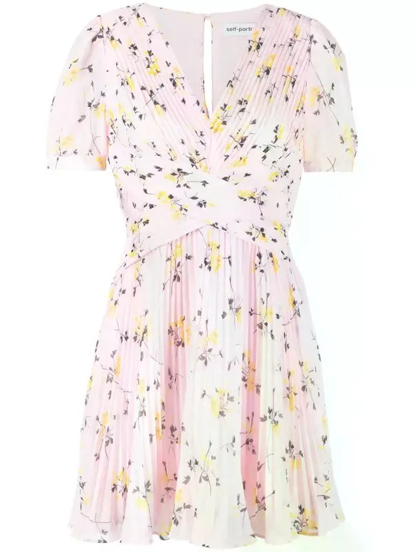 SELF-PORTRAIT Floral-print Pleated Minidress
