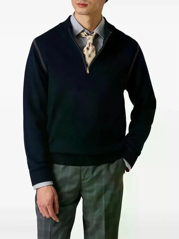 Paul Smith Half-zip Merino Wool Sweater - Blue