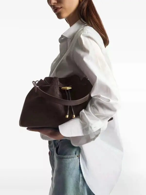 JIMMY CHOO Medium Cinch Suede Shoulder Bag - Brown