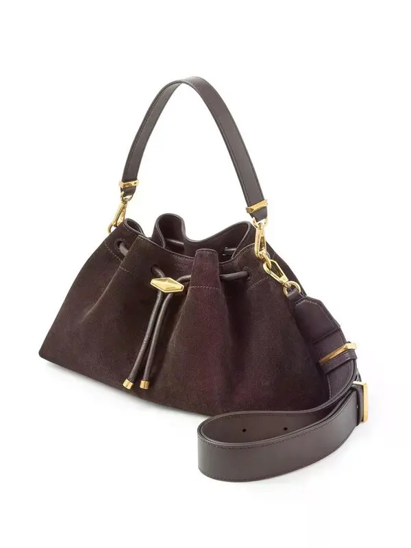 JIMMY CHOO Medium Cinch Suede Shoulder Bag - Brown