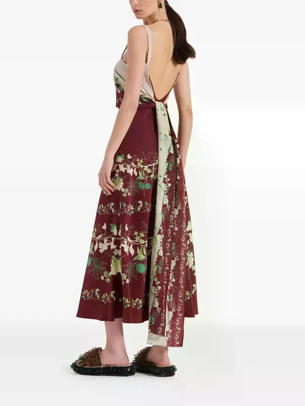 La DoubleJ Slip-around Midi Dress With Floral Print And Rear Tie Fastening