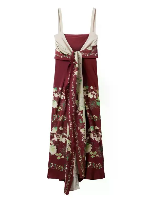 La DoubleJ Slip-around Midi Dress With Floral Print And Rear Tie Fastening