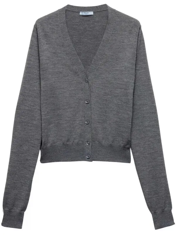 Prada Fine-knit Wool Cardigan - Grey