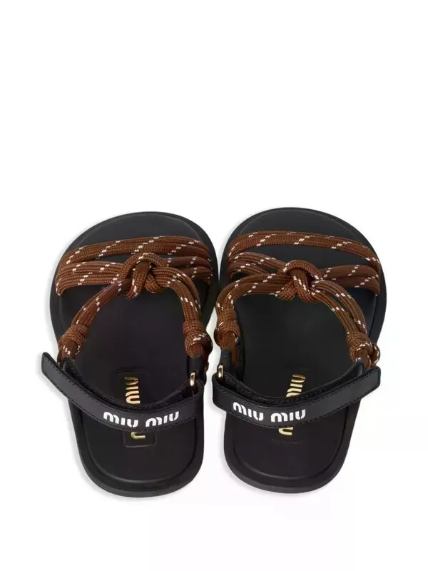 Miu Miu Rivière Knotted Flat Sandals - Brown