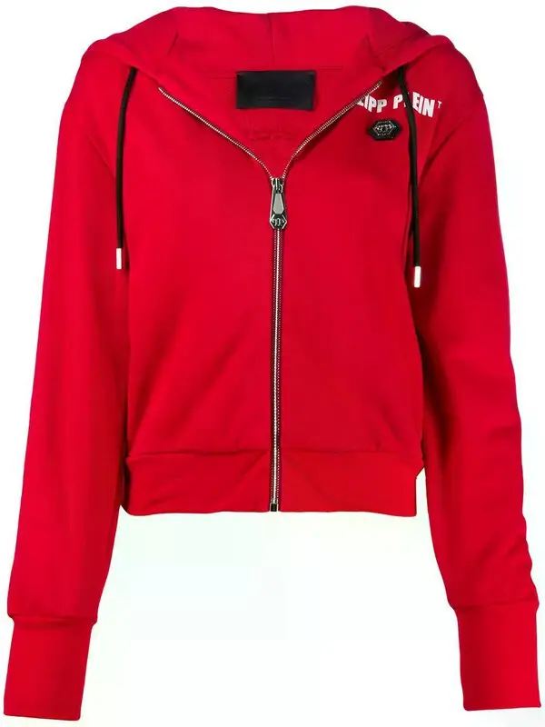 Philipp Plein Zip-up Logo Print Hoodie - Red