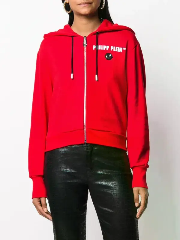 Philipp Plein Zip-up Logo Print Hoodie
