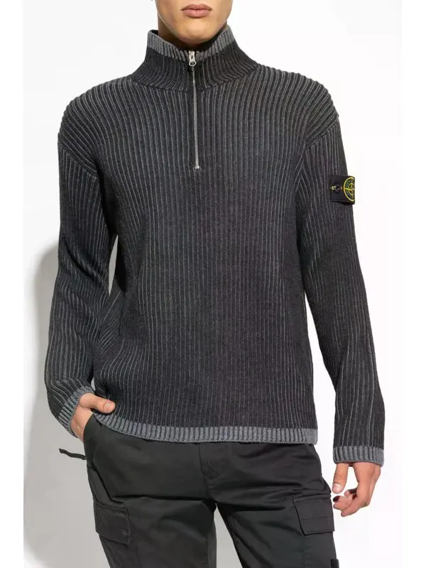 Stone Island Quarter-zip Virgin Wool Cardigan