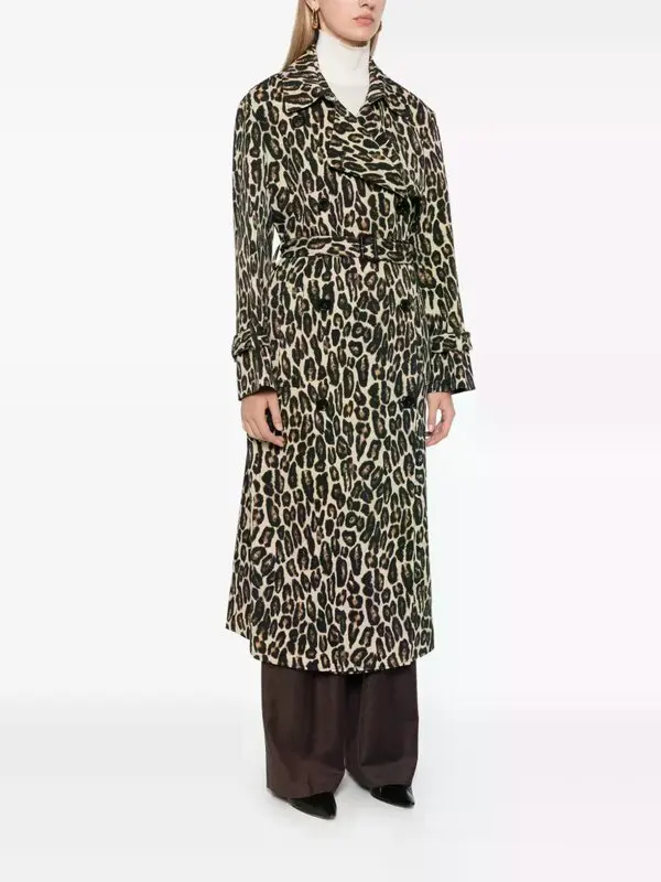 Theory Leopard Print Virgin Wool Trench Coat