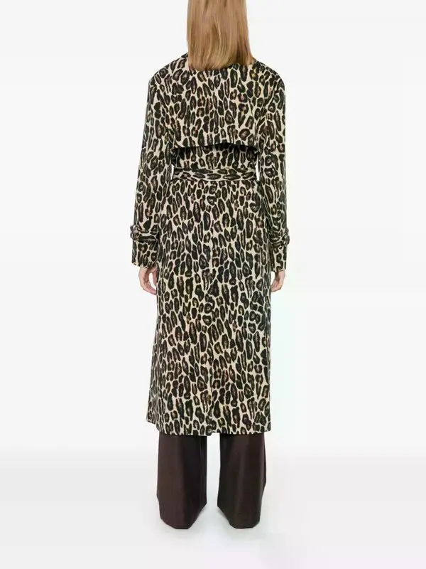 Theory Leopard Print Virgin Wool Trench Coat