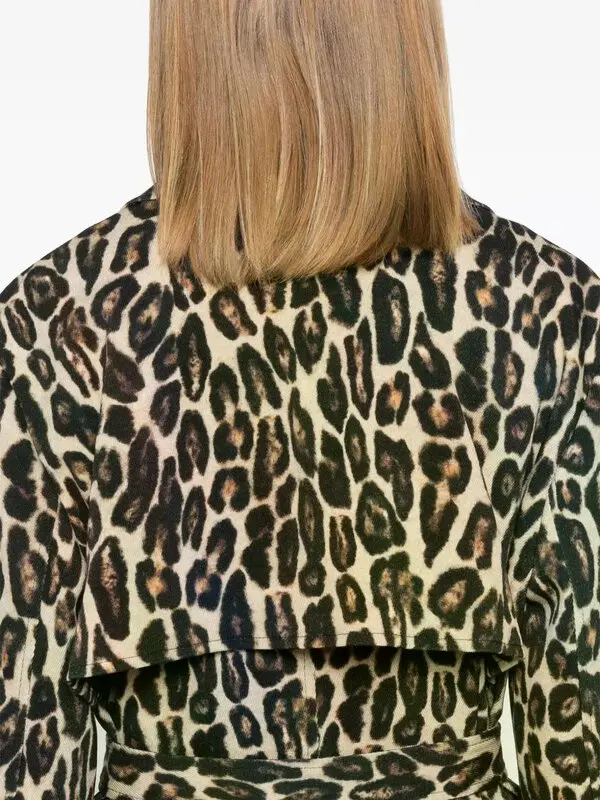Theory Leopard Print Virgin Wool Trench Coat