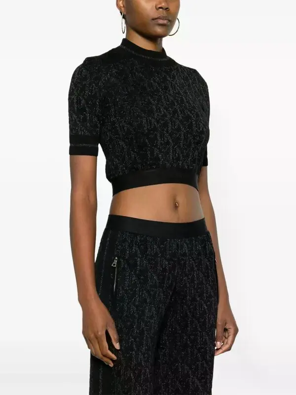 Palm Angels Monogram-jacquard Knitted Top