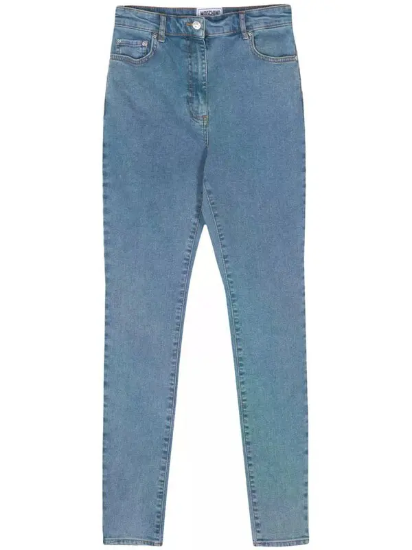 Moschino Logo-engraved Button Jeans - Blue