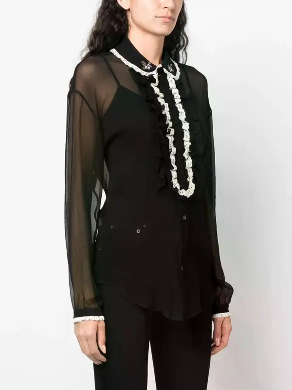 Dsquared2 Ruffled Sheer Silk Blouse