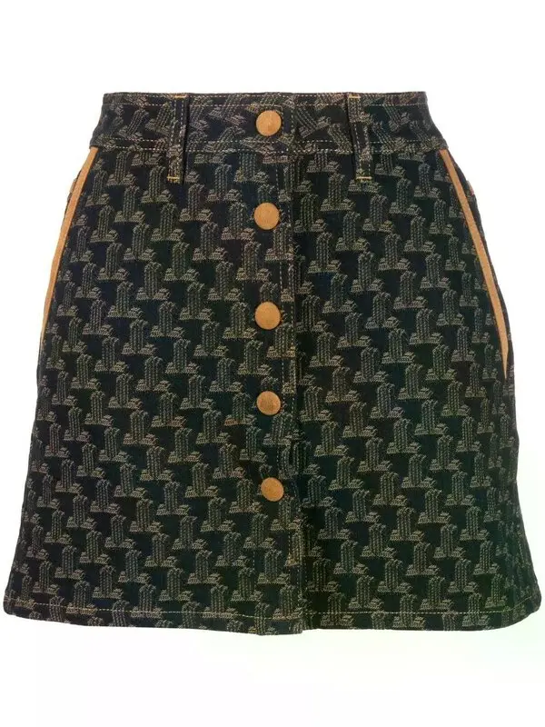 LANVIN Logo-jacquard Denim Skirt
