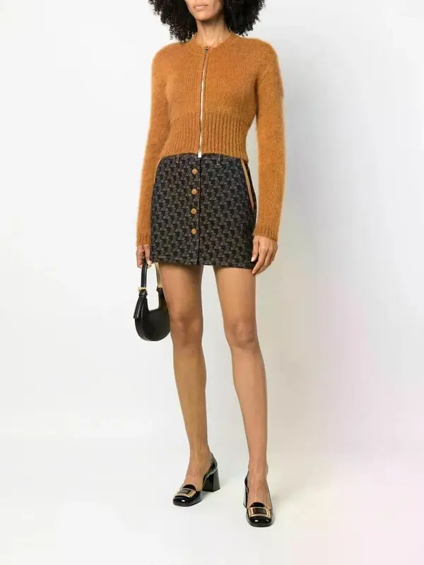 LANVIN Logo-jacquard Denim Skirt