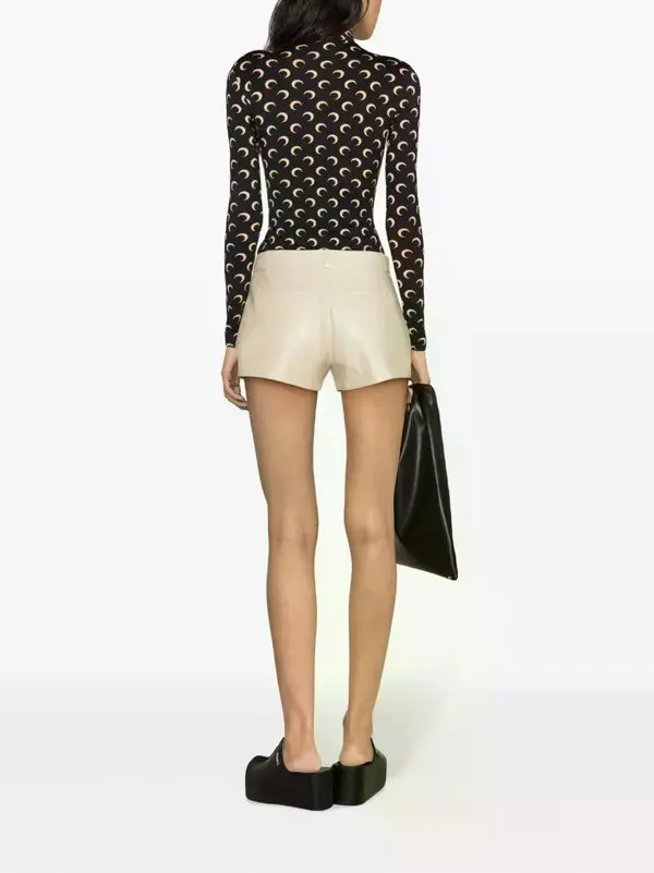 MARINE SERRE Crescent Moon Print Mock Neck Long Sleeve Top - Black