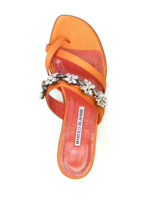 Manolo Blahnik Susa Leather Crossover Sandals