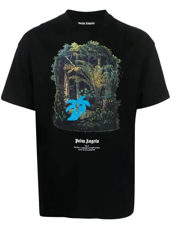Palm Angels Jungle-print Organic Cotton T-shirt