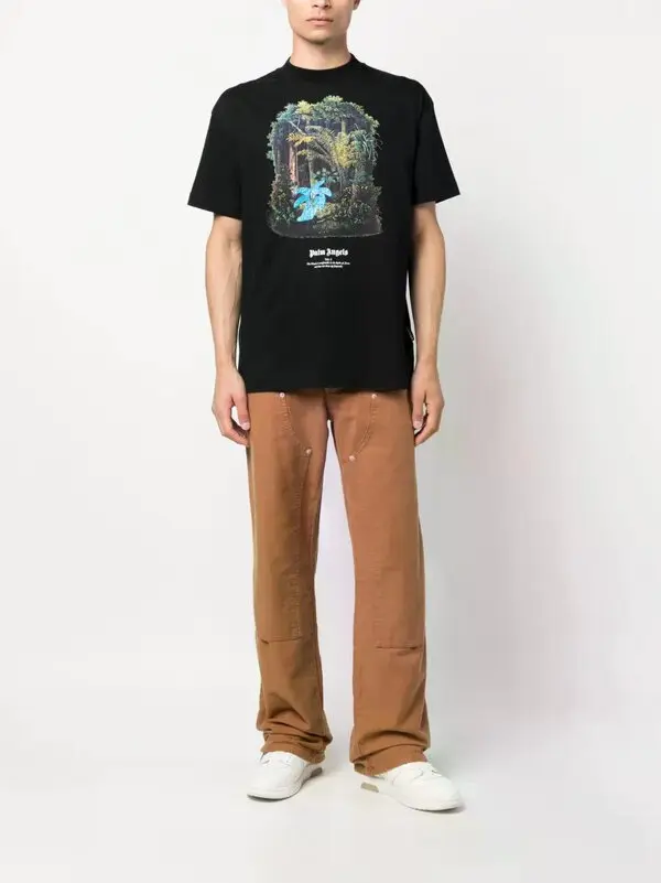 Palm Angels Jungle-print Organic Cotton T-shirt