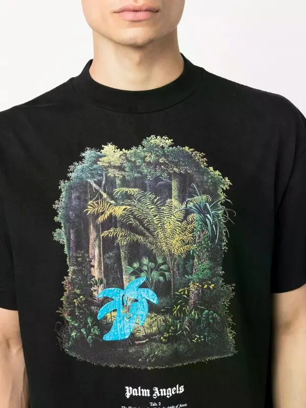 Palm Angels Jungle-print Organic Cotton T-shirt