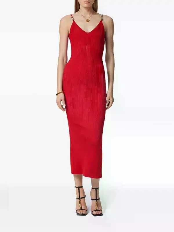 Versace Safety Pin Slip Midi Dress - Red
