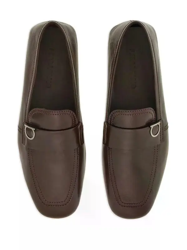 FERRAGAMO Gancini-plaque Leather Loafers