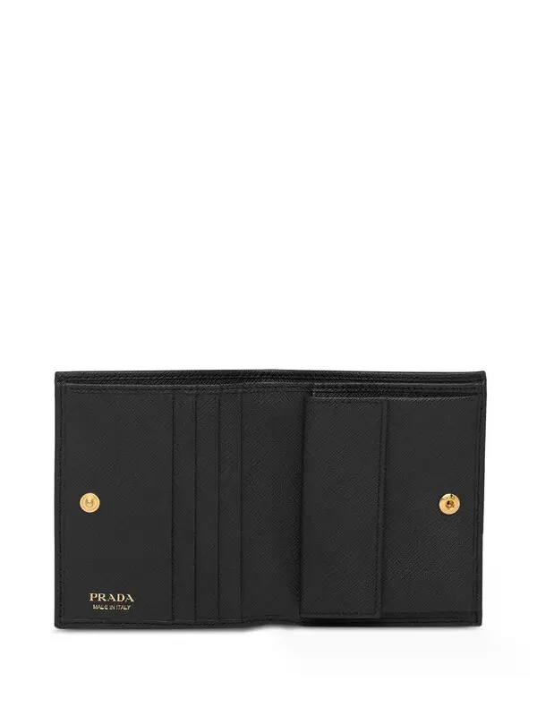 Prada Logo Plaque Wallet - Black