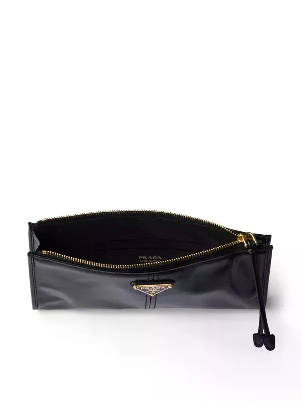 Prada Leather Pouch Bag - Black