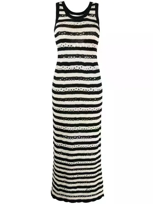 Sonia Rykiel Paris Striped Openwork Maxi Dress