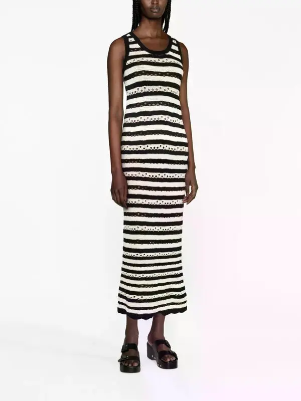 Sonia Rykiel Paris Striped Openwork Maxi Dress