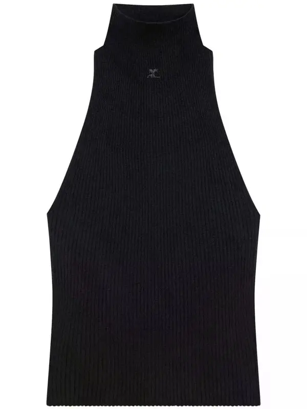 COURREGES Ribbed Mock-neck Tank Top