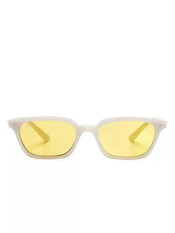Ray-ban Rectangle Frame Sunglasses With Mirrored Lenses - Grey