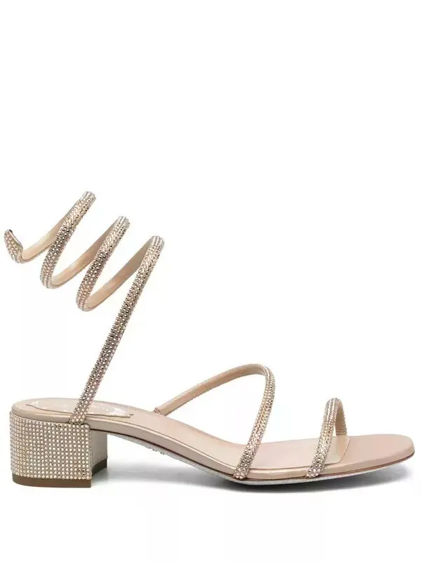 Rene Caovilla Crystal-embellished Heeled Sandals - Neutrals
